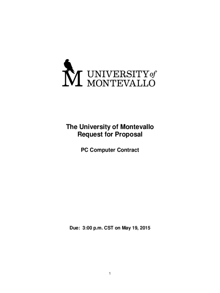 Fillable Online The University of Montevallo Request for Proposal Fax ...