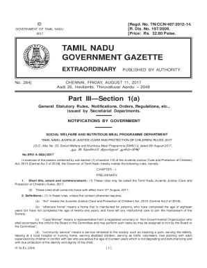 Fillable Online TAMIL NADU GOVERNMENT GAZETTE - India Code Fax Email ...
