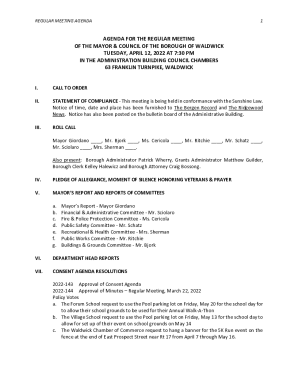 Fillable Online OF THE MAYOR & COUNCIL OF THE BOROUGH OF WALDWICK Fax Email Print - pdfFiller