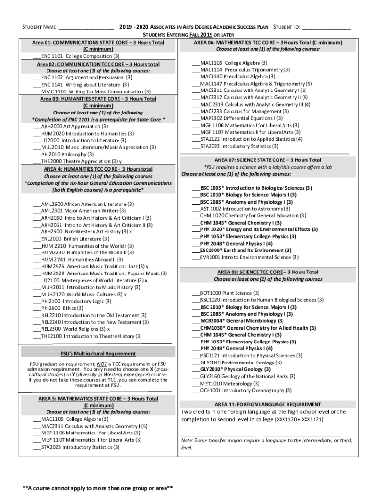 Fillable Online Program: College and University Transfer, A.A. (1001) Fax Email Print - pdfFiller
