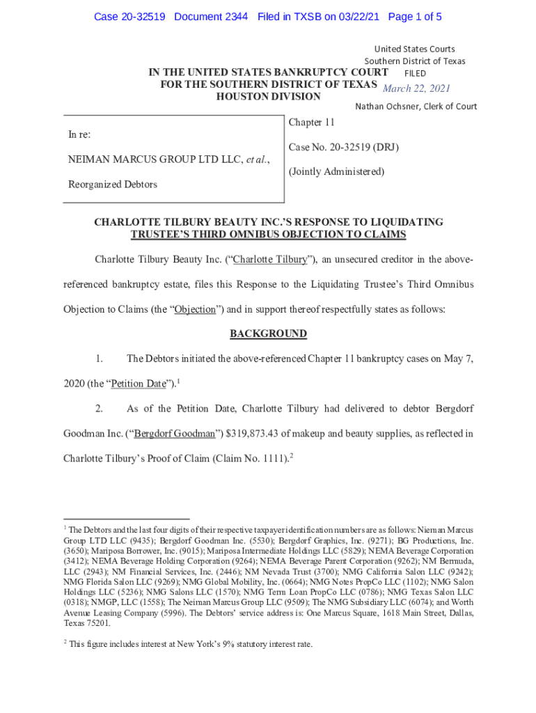 Fillable Online Response to NMG's Third Omnibus Objection to Claim v.2 ...