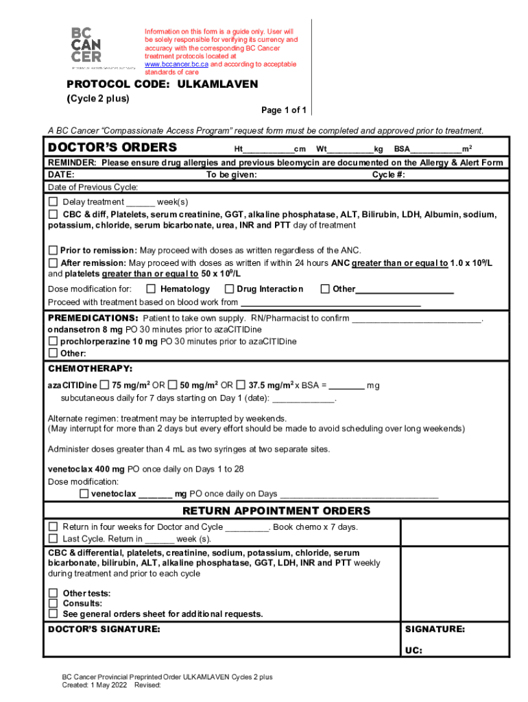 Fillable Online BC Cancer Protocol Summary for Therapy of Acute Myeloid ...