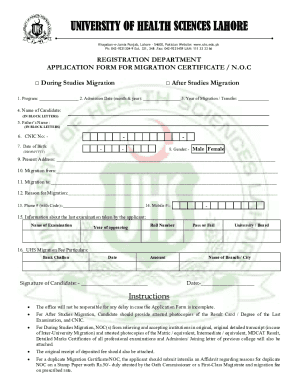 Fillable Online UHS Migration-NOC Proforma Combine Fax Email Print - pdfFiller