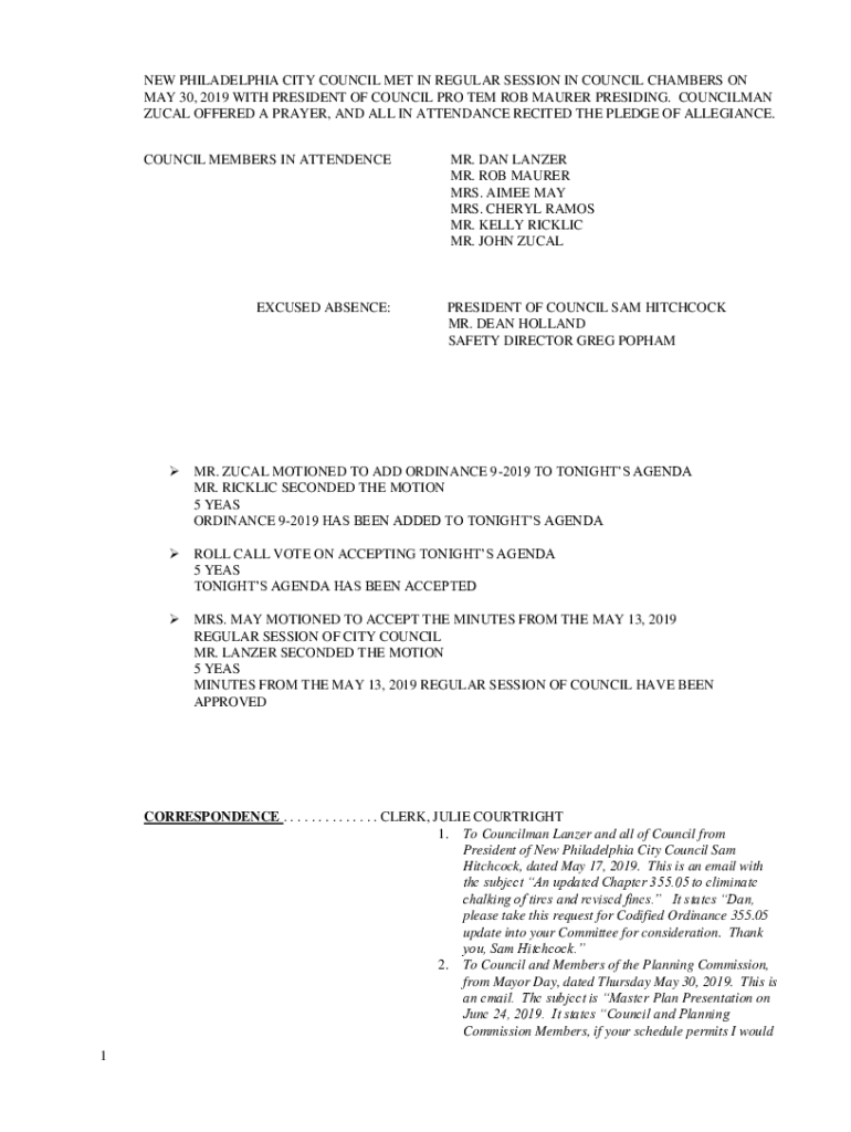 Fillable Online President Joel Day announced the Mayor, Michael Taylor ...