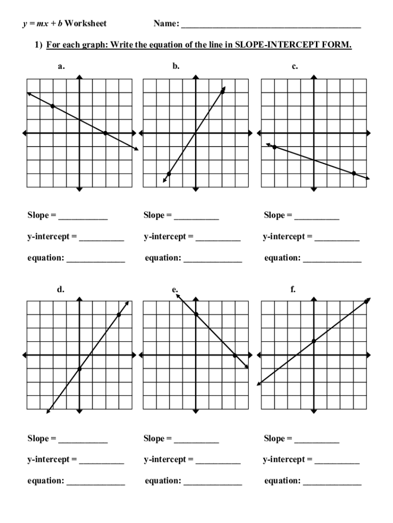 Fillable Online Slope and Slope Intercept Form Worksheet.doc Fax Email Print - pdfFiller