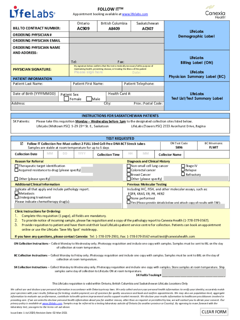 Fillable Online FOLLOW ITTM AC909 CLEAR FORM - Imagia Canexia Health ...