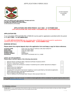 Fillable Online application form 2023 - Fort Cox Fax Email Print - pdfFiller