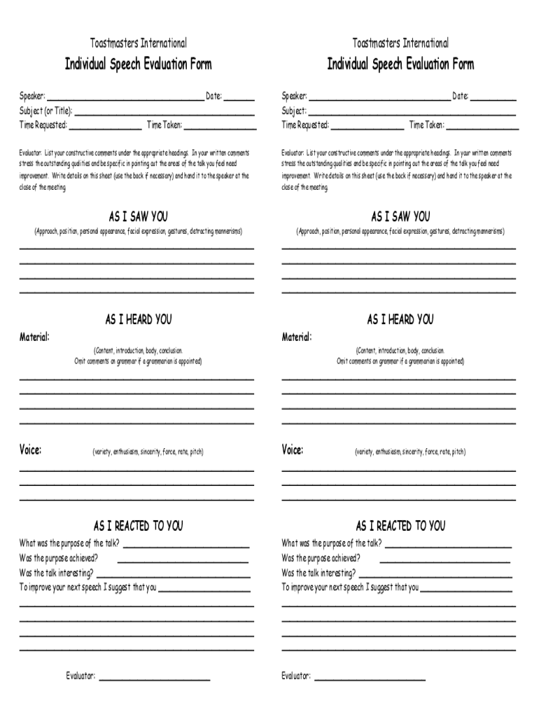 Fillable Online individual-speech-toastmasters-evaluation-form-template ...