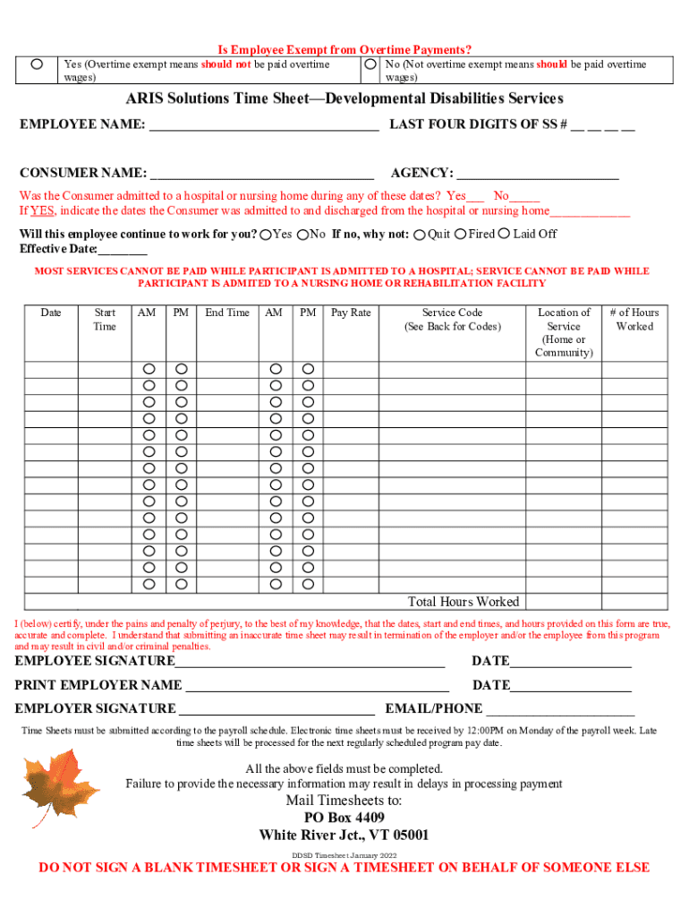 Fillable Online Veterans Independence Project Time Sheet - ARIS ...