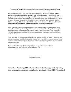 Fillable Online Summer Reinforcement Packet Students Entering 2nd Grade ...