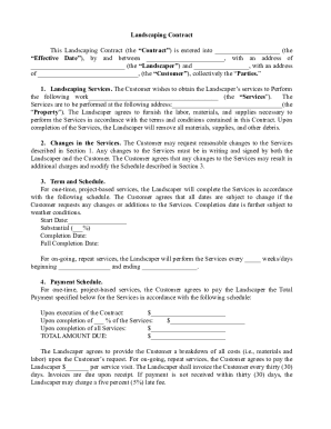 Fillable Online Free Landscaping Contract Template Agreement PDF Fax ...