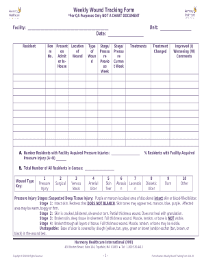 weekly wound tracking worksheet Doc Template | pdfFiller