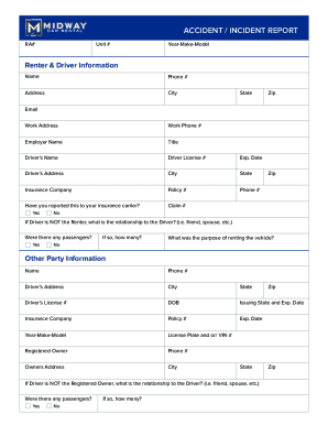Fillable Online ACCIDENT / INCIDENT REPORT - Midway Car Rental Fax Email Print - pdfFiller