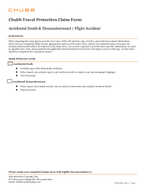 Fillable Online Personal Accident, Health and Travel Claim Form - Chubb ...