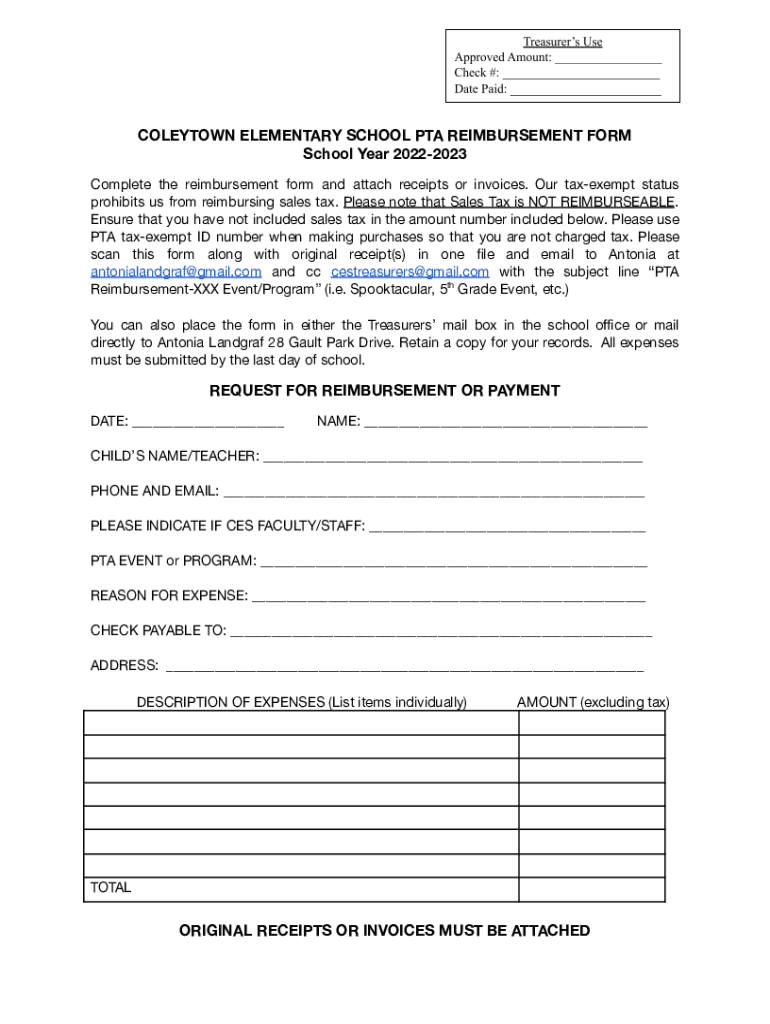 Fillable Online PTA Forms and Documents - Highland Park Elementary PTA ...