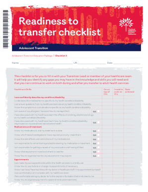 Fillable Online Assessment of transition readiness in adolescents and ...