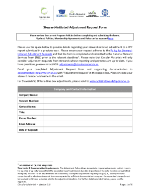 Fillable Online Steward-Initiated Adjustment Request Form Fax Email ...
