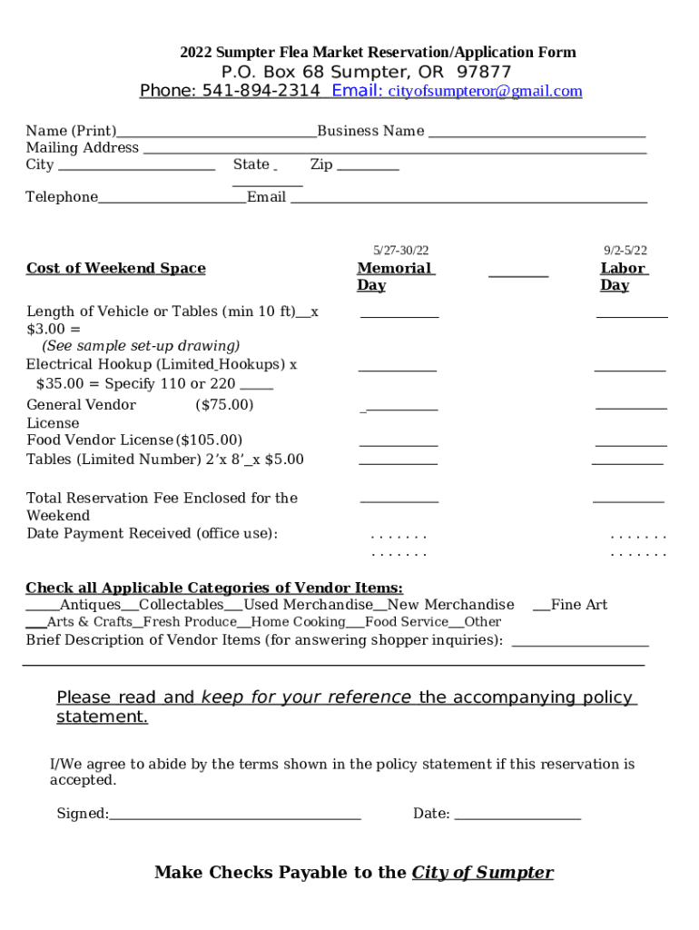 2021 Flea Market Application.doc Doc Template | pdfFiller