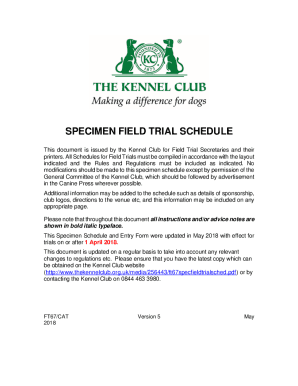 Fillable Online SPECIMEN FIELD TRIAL SCHEDULE Fax Email Print - pdfFiller