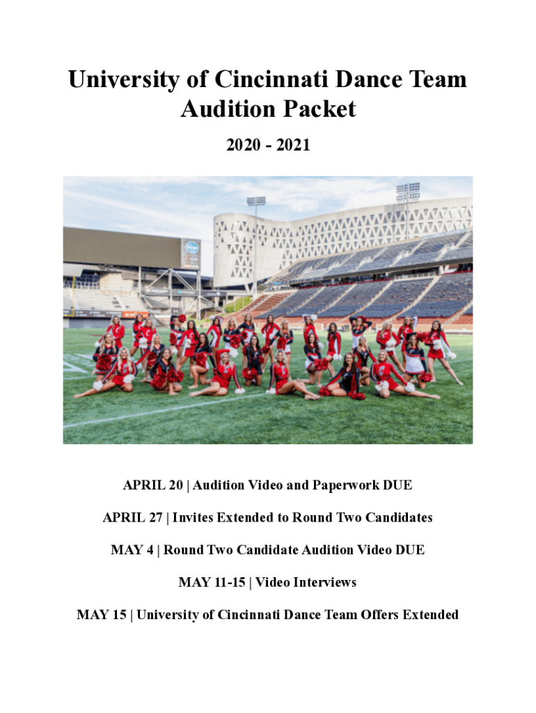 Fillable Online University of Cincinnati Dance Team Audition Packet Fax ...