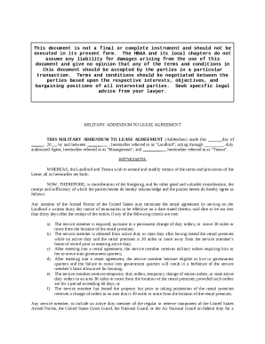 Free Military Lease Clause Addendum Template - PDF - es Doc Template ...