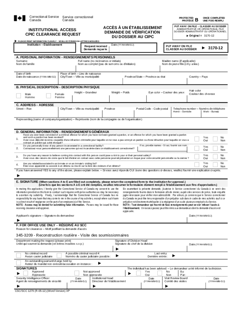 2012 Canada CSC/SCC 1279 Fill Online, Printable ... Doc Template ...