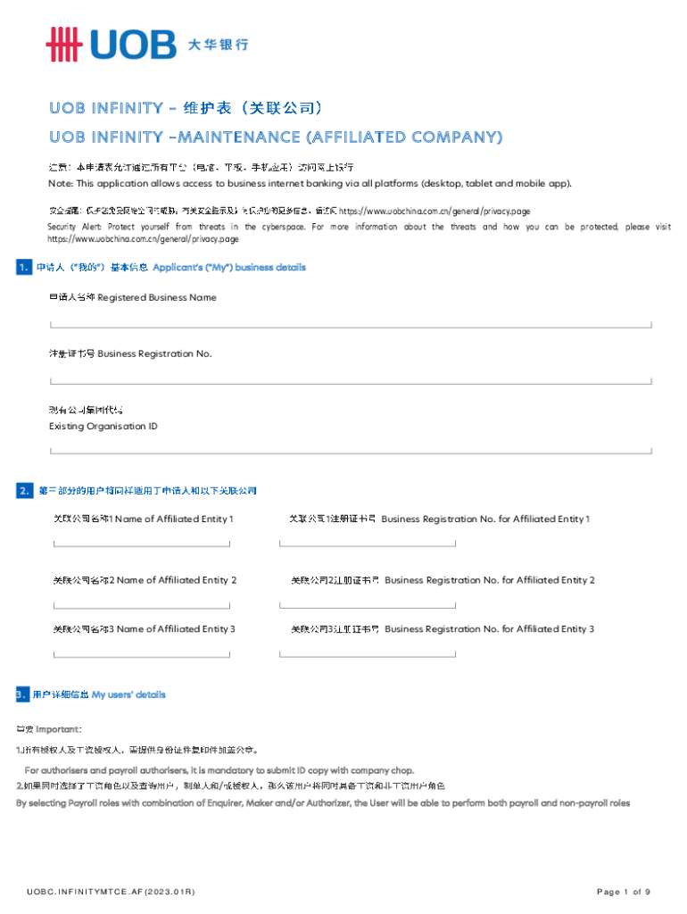 Fillable Online UOB BIB Service Registration Form Fax Email Print ...