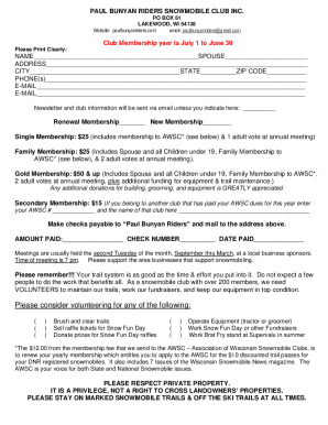 Fillable Online Contact Us - Paul Bunyan Riders Snowmobile Club Fax Email Print - pdfFiller