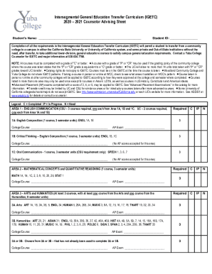 Fillable Online yc yccd Intersegmental General Education Transfer ...