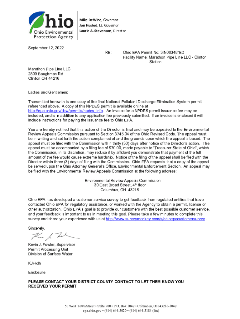 Fillable Online wwwapp epa ohio Ohio Environmental Protection Agency ...
