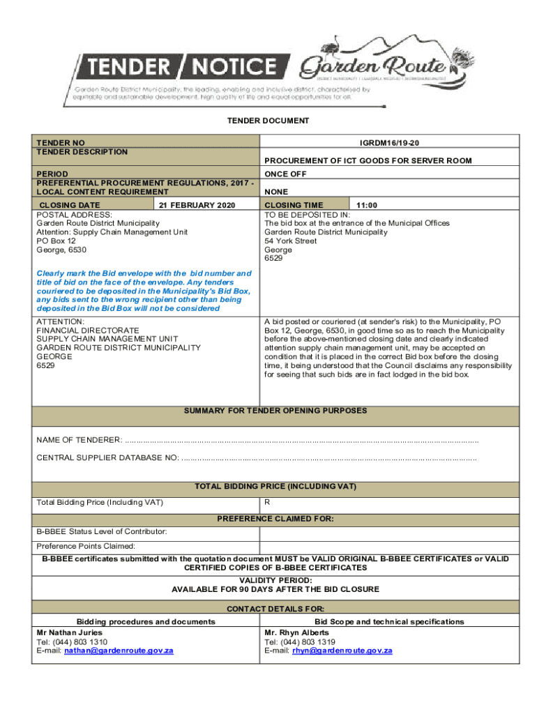 Fillable Online IGRDM16 19-20 PROCUREMENT OF ICT GOODS FOR THE SERVER ...
