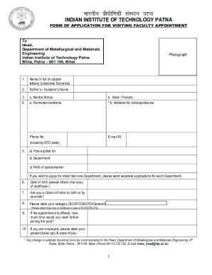 Fillable Online Visiting-Faculty-Application-Form-MME.doc - IIT Patna Fax Email Print - pdfFiller