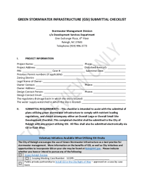 Fillable Online Green Stormwater Infrastructure Submittal Checklist ...