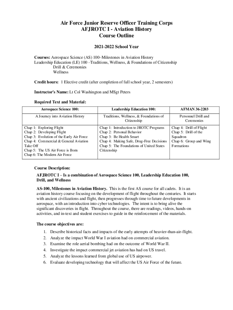 Fillable Online air force junior rotc (il-091) - Valley View School District Fax Email Print ...