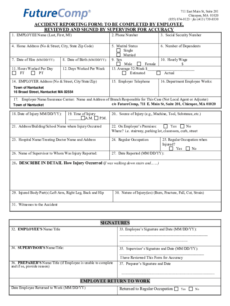 Fillable Online ACCIDENT REPORTING FORM: TO BE COMPLETED BY ... Fax ...