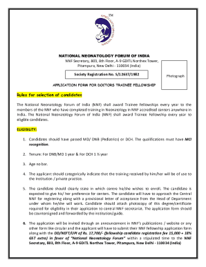 Fillable Online application form for doctors trainee fellowship Fax ...