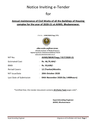 Fillable Online Notice Inviting e-Tender For - AIIMS Bhubaneswar Fax ...