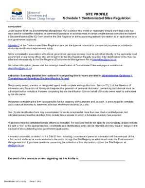 Fillable Online Site Identification Form Schedule 1 Contaminated ...