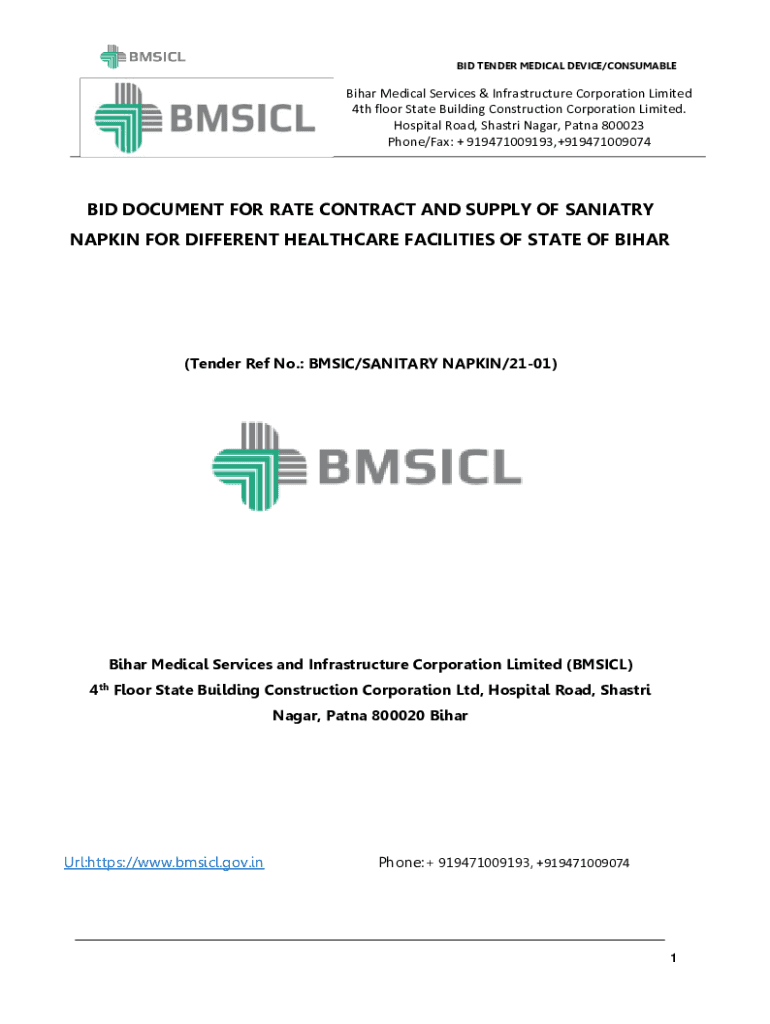 Fillable Online bmsicl gov USA Medical Equipment Tenders, Bids and RFPs ...