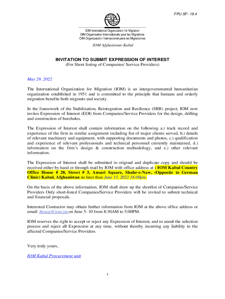 Fillable Online IOM Afghanistan-Kabul Fax Email Print - pdfFiller