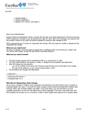 Fillable Online Excellus BlueCross BlueShield is filing a request with ...