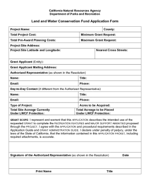 Fillable Online LWCF Application Form Fax Email Print - pdfFiller