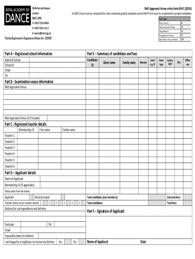 Fillable Online RAD Approved Venue Registration Form Fax Email Print ...