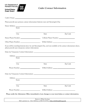 Fillable Online Cadet Contact Form Fax Email Print - pdfFiller