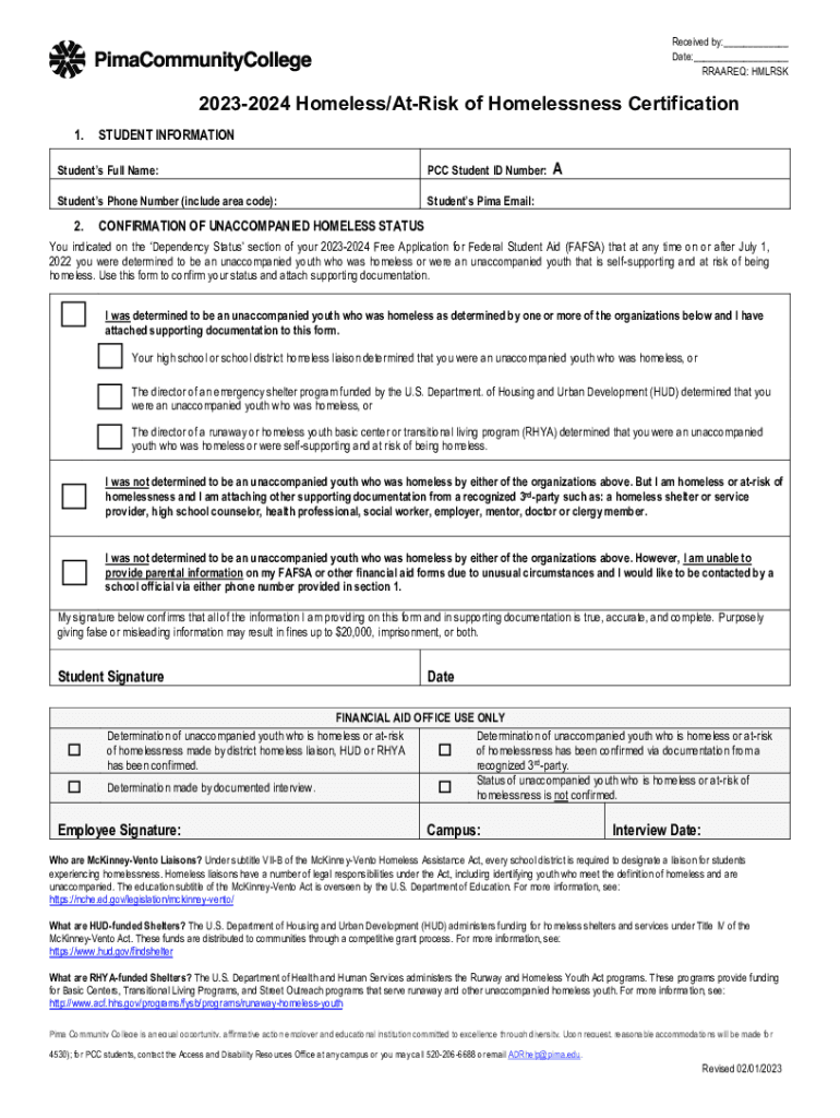 Fillable Online 2023-2024 Homeless/At-Risk of Homelessness ...