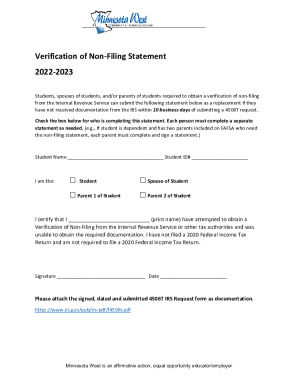 Fillable Online Verification of Non-Filing Statement 2022-2023Saint ...