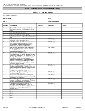 Fillable Online Investigation Checklist Worksheet. stormwaterCGPCCI ...