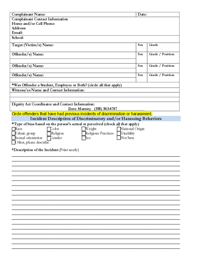 Fillable Online Dasa incident form Fax Email Print - pdfFiller