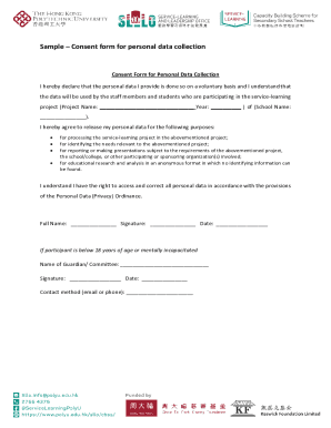 Fillable Online SampleConsent form for personal data collection - PolyU ...