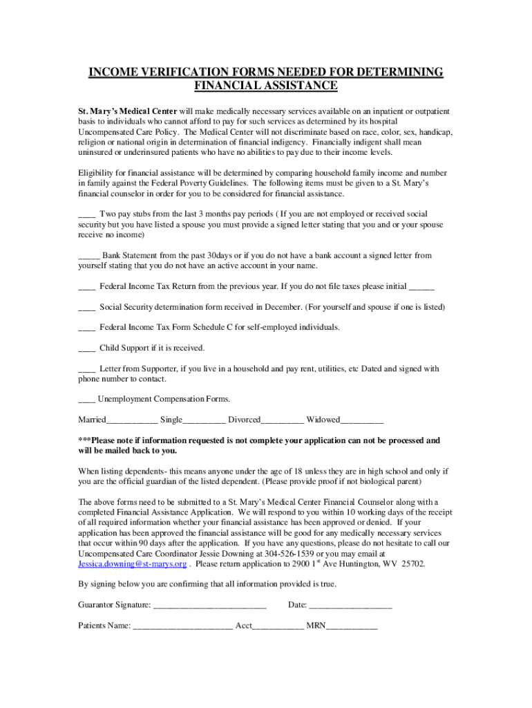 Fillable Online income verification forms needed for determining ...